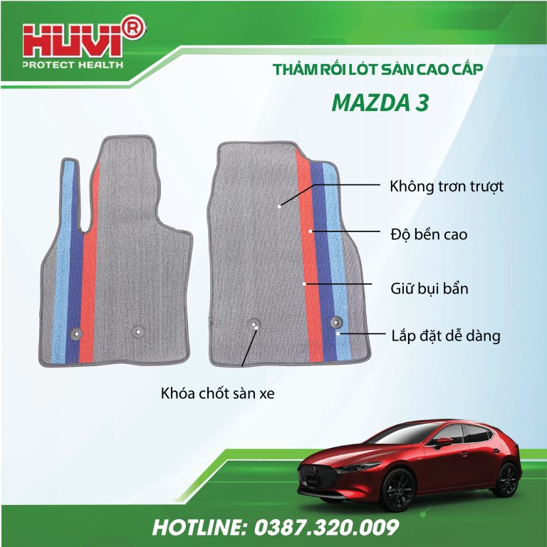 Thảm lót rối ô tô Mazda 3 2020-2025 nhựa PVC cao cấp Huvi